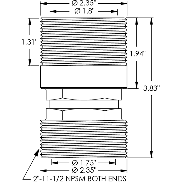 2" Frangible Coupling (Thread Both Ends) - Flight Light Inc.